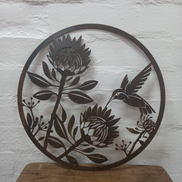 40cm Protea with Hummingbird in Circle by Design 2 Fab – Seasons of New ...